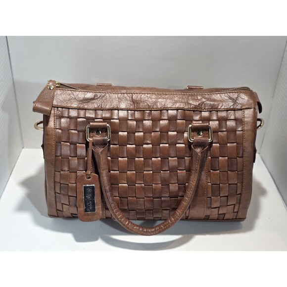 Bags | Vedasto Carmel Brown Woven Leather Bag | Poshmark